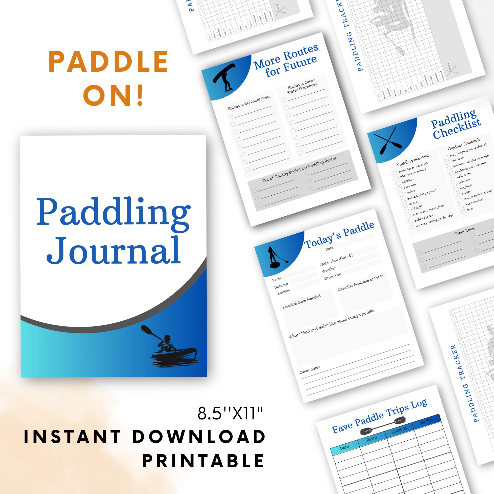Printable Canoeing Checklist Kayaking Log SUP Journal Canoe Paddling ...