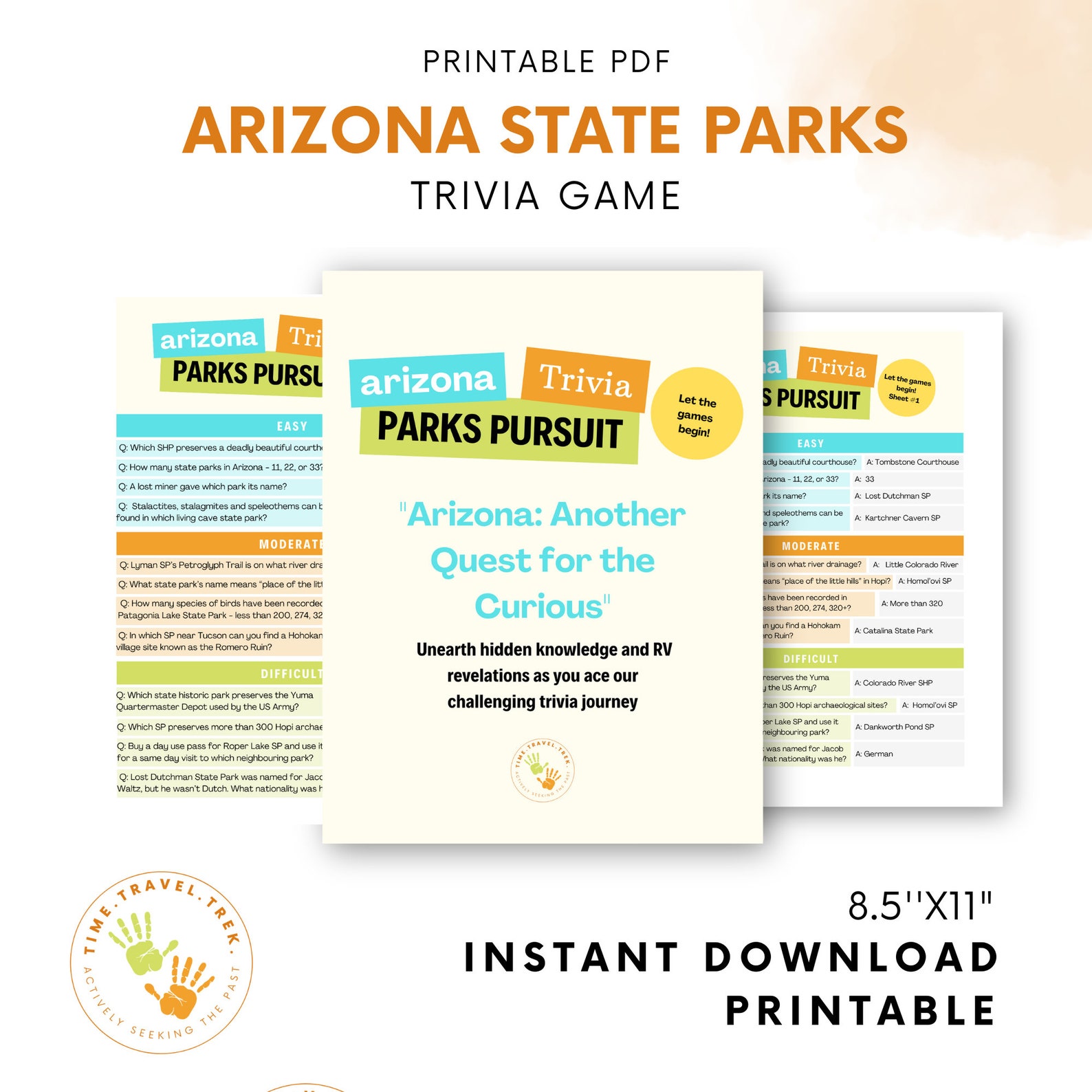 Trivia Game Printable Camping Game Arizona Trivia Printable Trivia Quiz ...