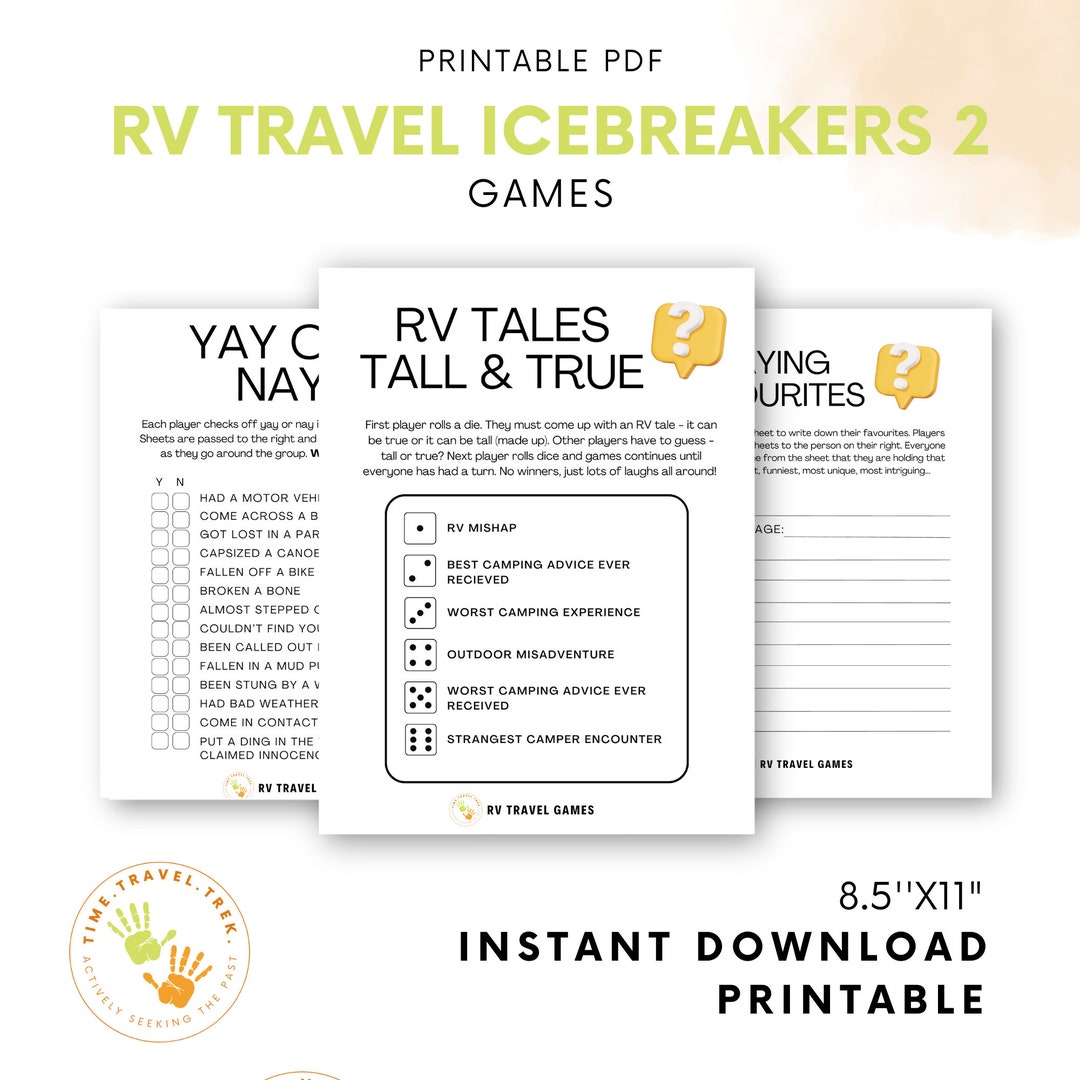 RV Travel Game Ice Breaker Games Happy Hour Games Snowbird Potluck ...