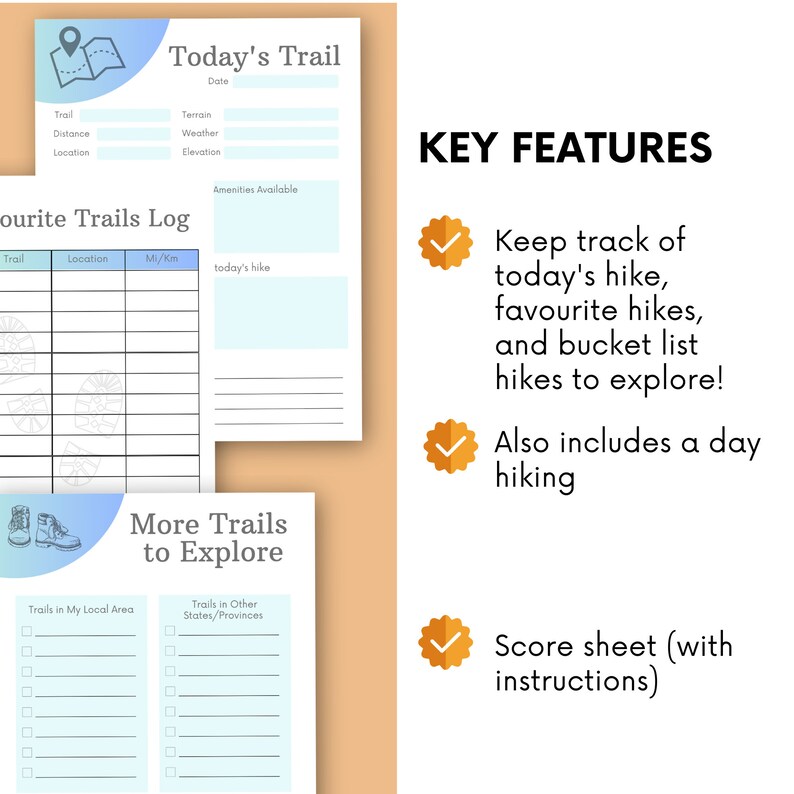 Hiking Journal Printable Hike Tracker Printable Hiking Log Hiking ...