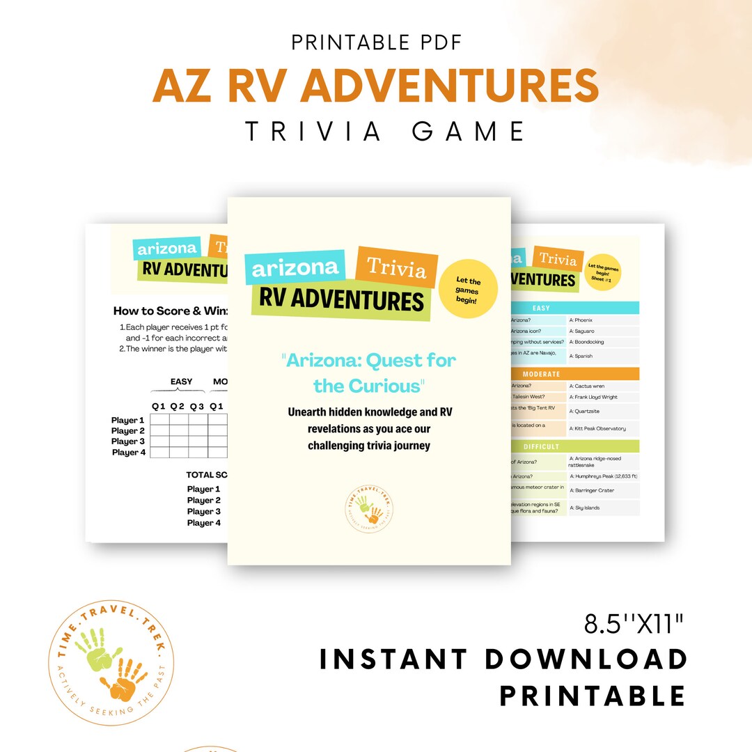 Camping Games RV Travel Game Van Life Games Printable Trivia Game ...