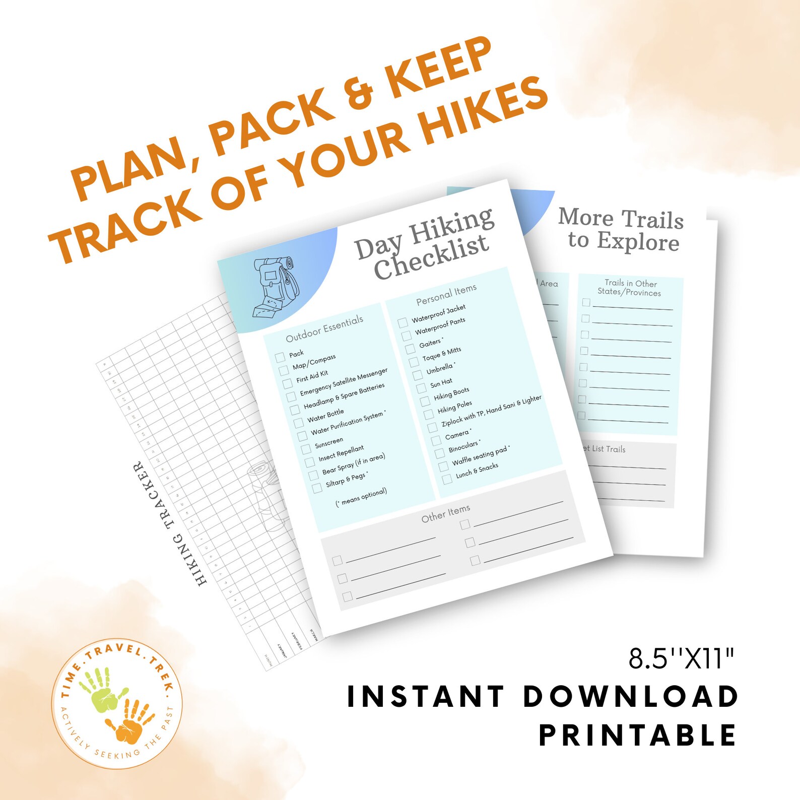 Hiking Journal Printable Hike Tracker Printable Hiking Log Hiking ...