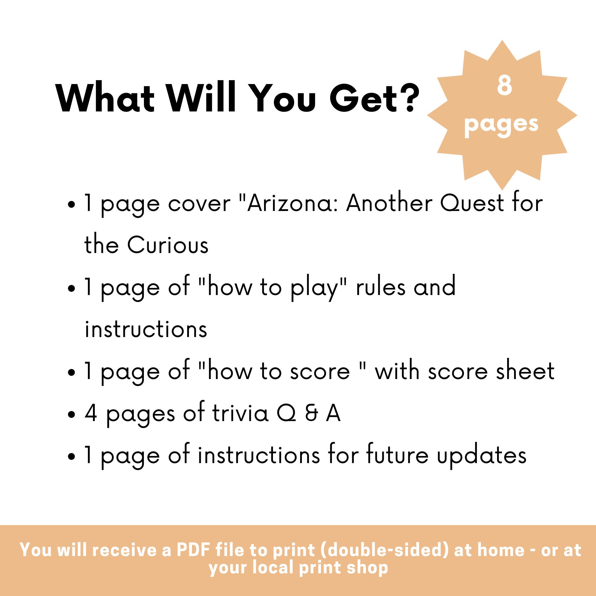 Trivia Game Printable Camping Game Arizona Trivia Printable Trivia Quiz ...