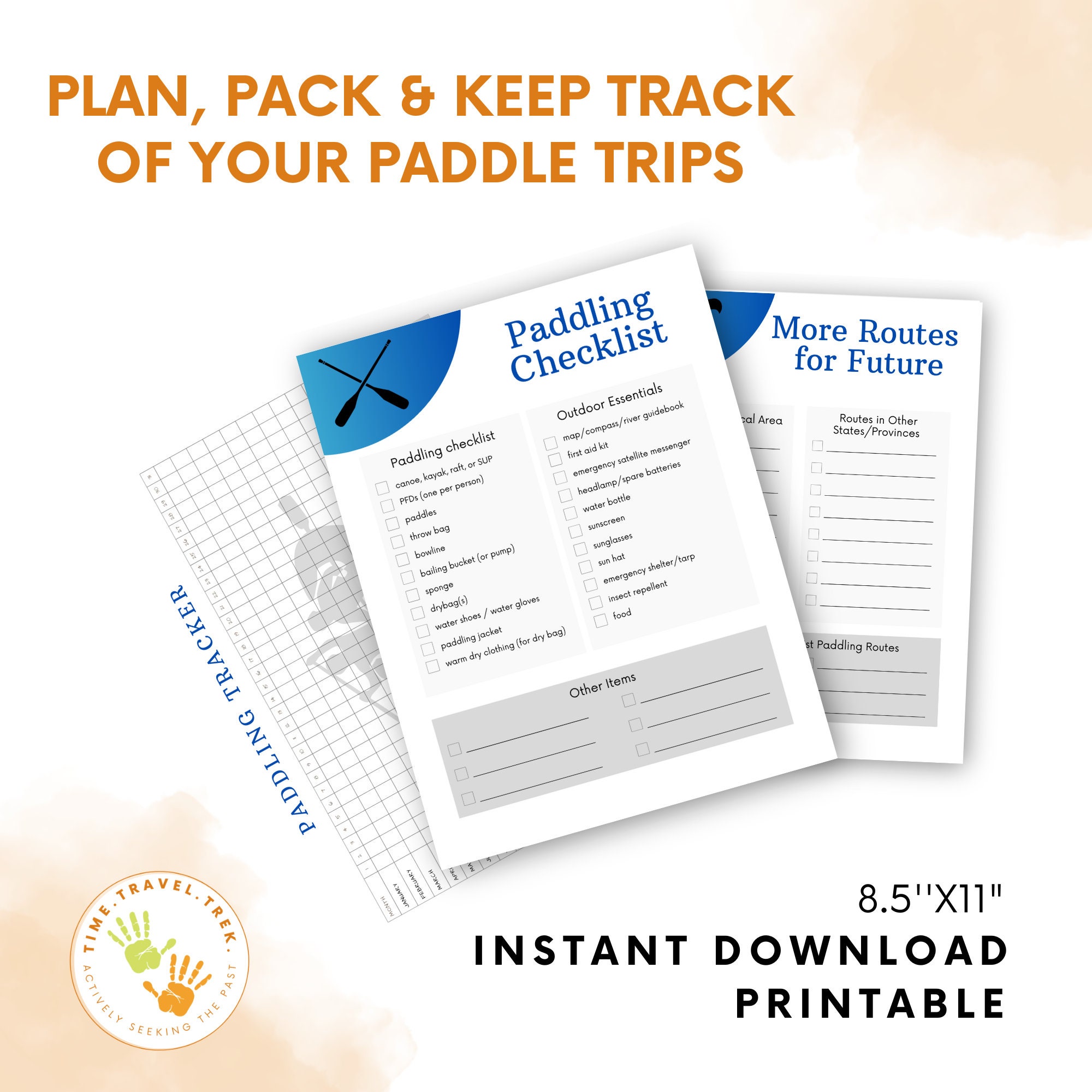 Printable Canoeing Checklist Kayaking Log SUP Journal Canoe Paddling ...