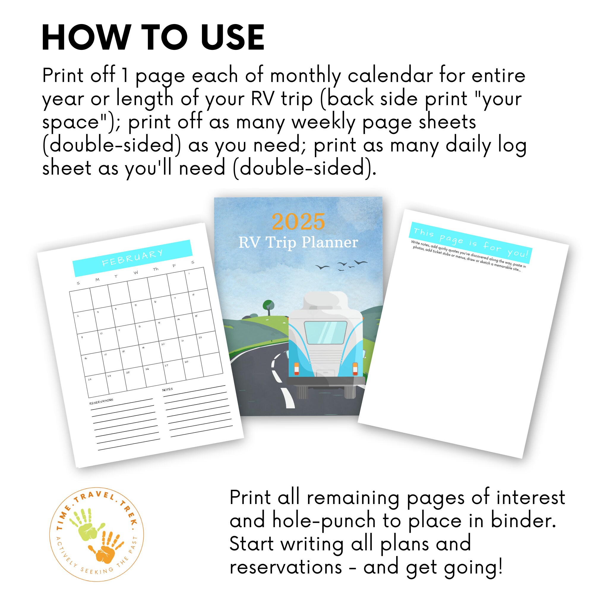 RV Trip Planner | Printable Adventure Planner | Digital Download Travel ...
