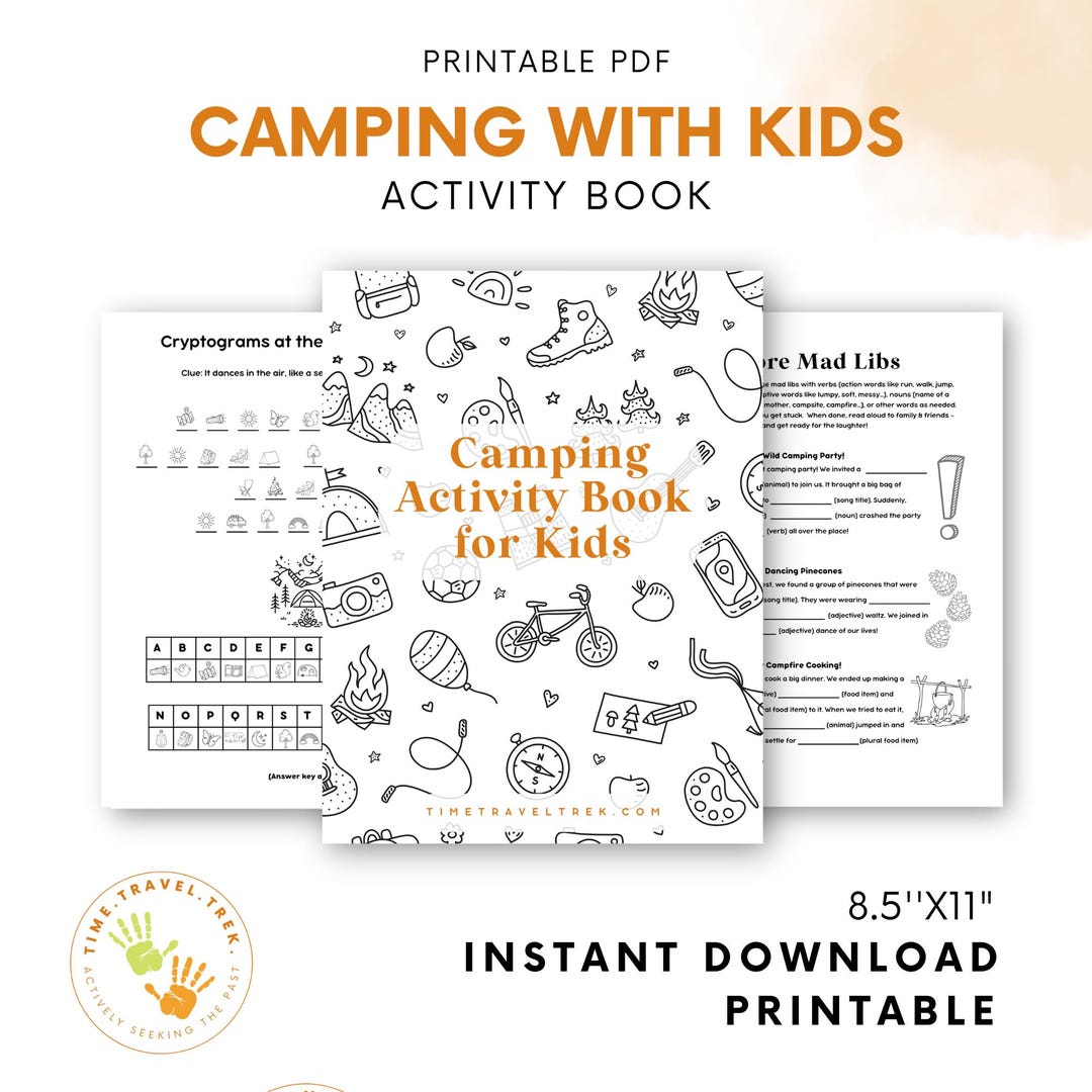 Camping Activity Book for Kids Printable Fun With Puzzles, Coloring ...