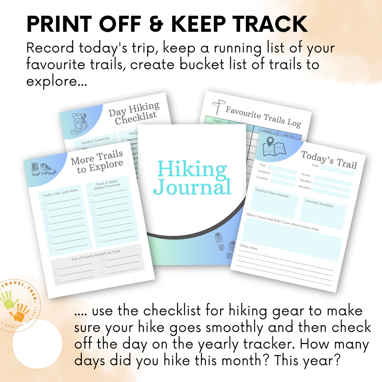 Hiking Journal Printable Hike Tracker Printable Hiking Log Hiking ...