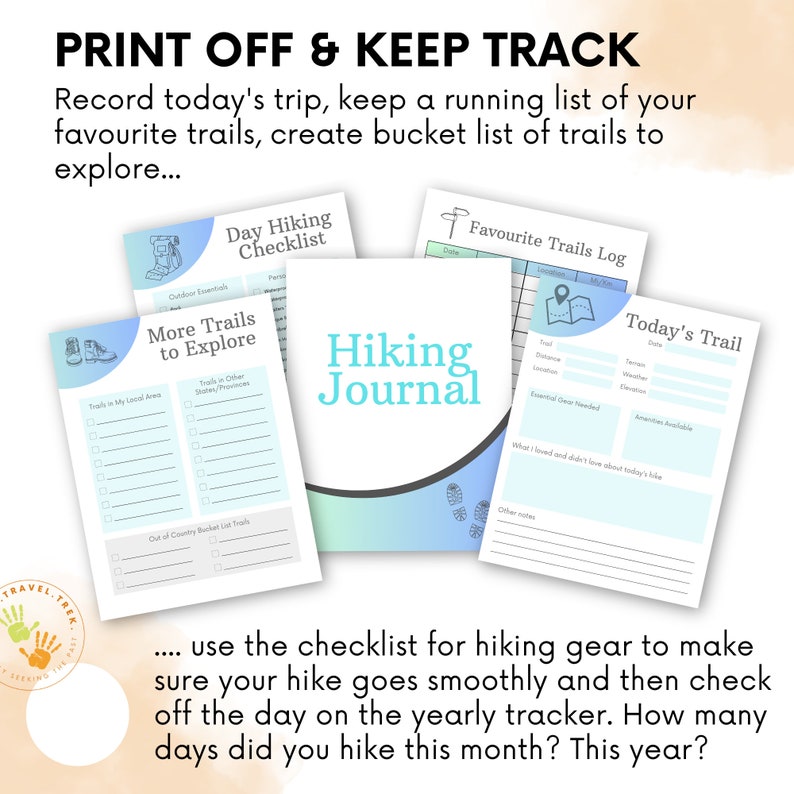Hiking Journal Printable Hike Tracker Printable Hiking Log Hiking ...