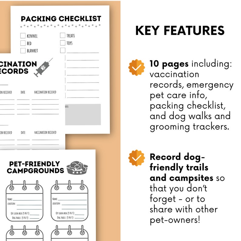 Printable Dog Travel Planner Pet Health Tracker, RV Travel Pet Care ...