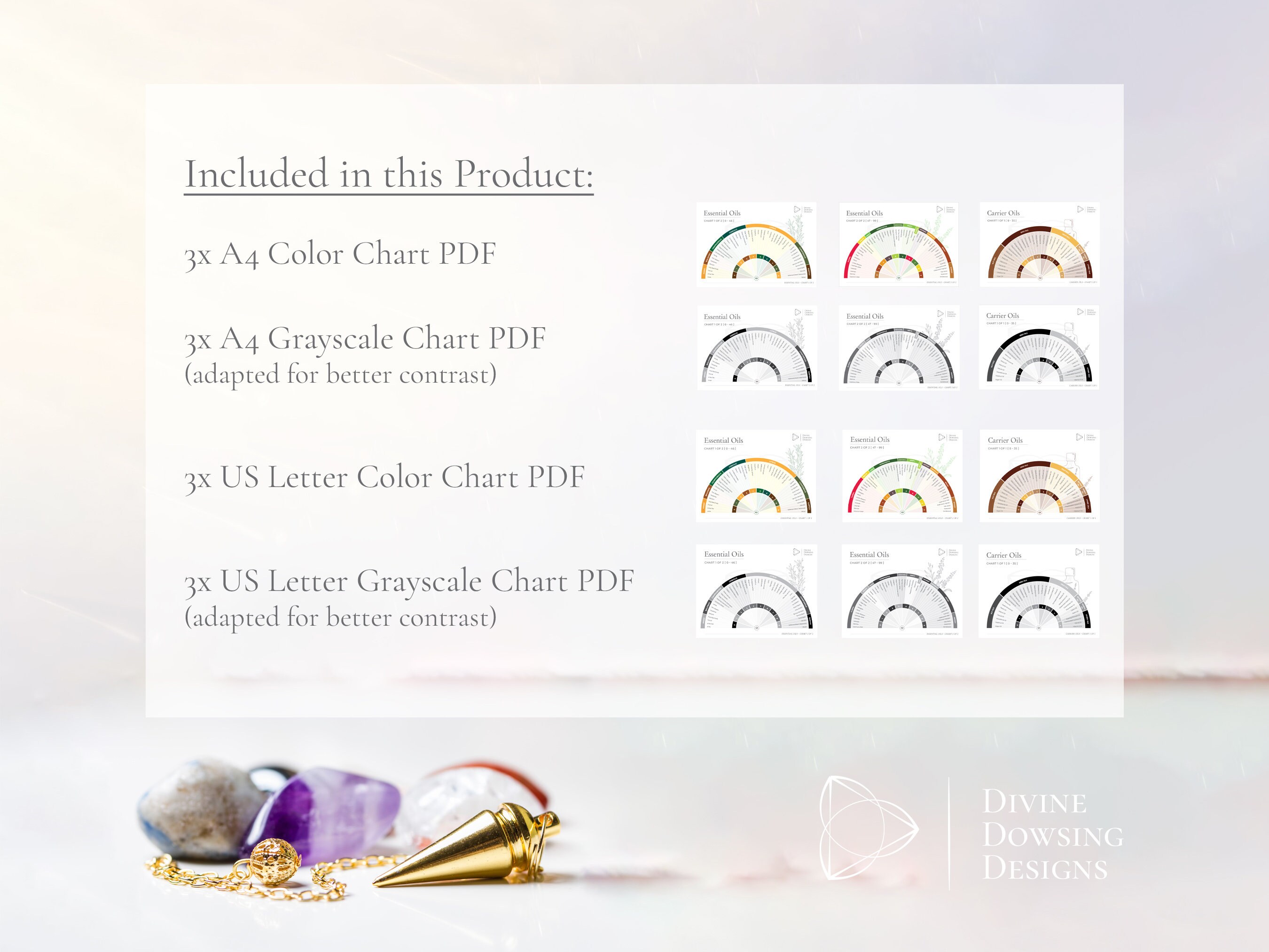Essential Oils Pendulum Dowsing Chart + Carrier Oils Chart | Pendulum ...
