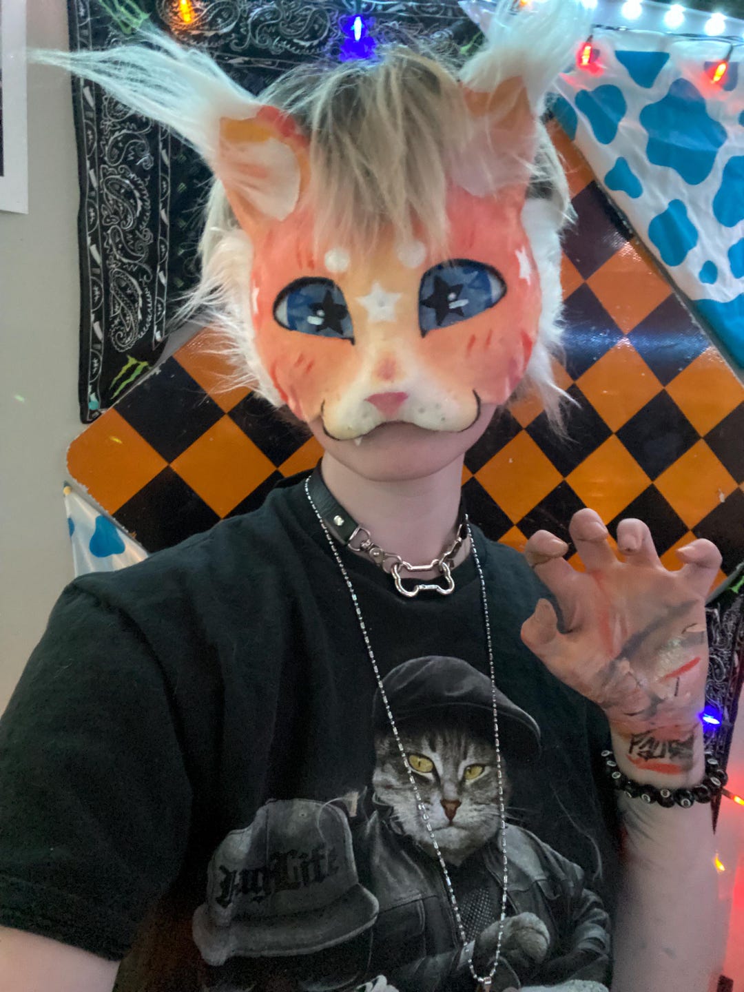 Star Themed Cute Orange Therian Cat Mask - Etsy