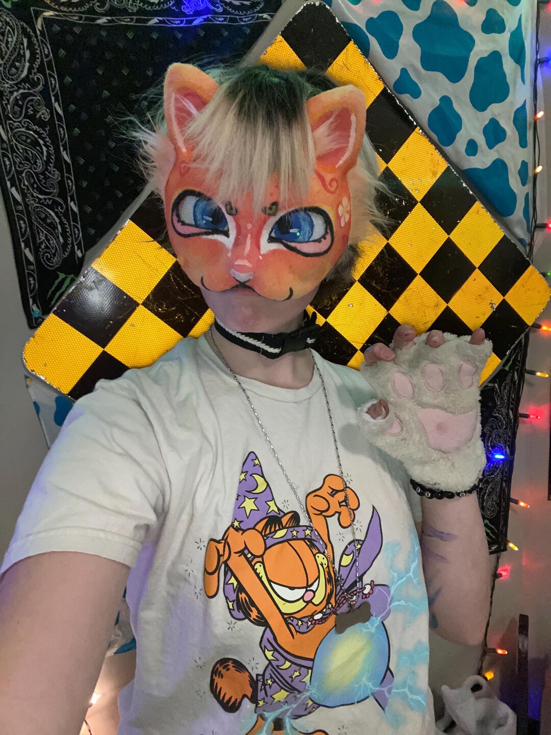 Gyaru Style Orange Therian Cat Mask - Etsy