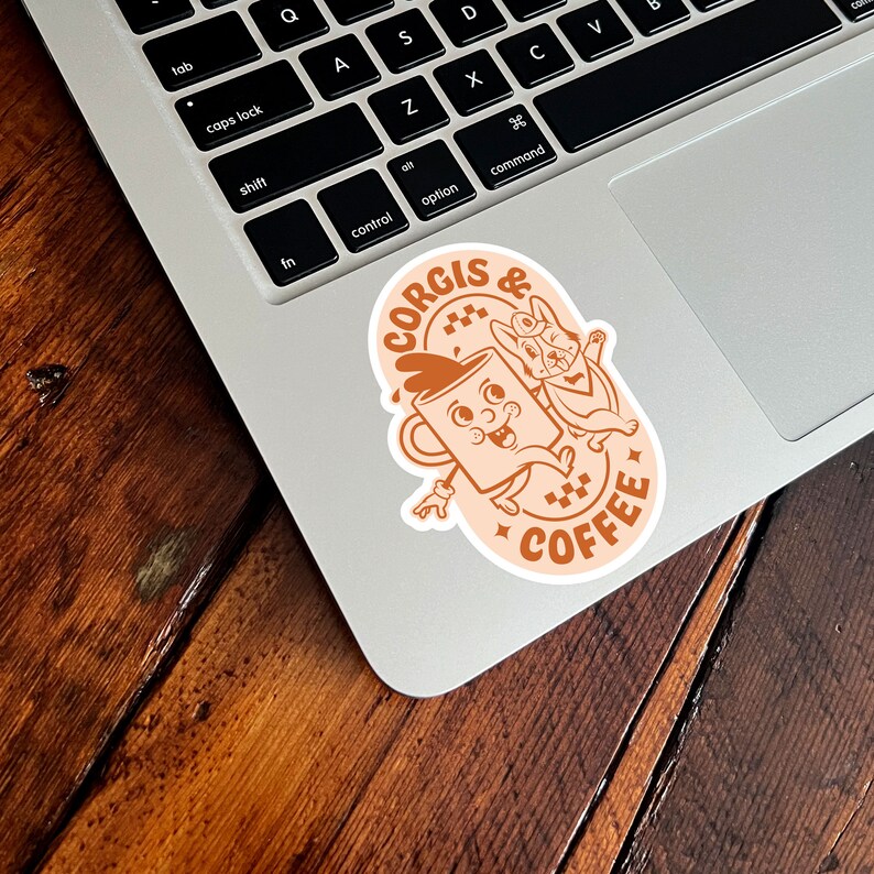 Corgis & Coffee Vinyl Sticker (vertical Badge) - Etsy