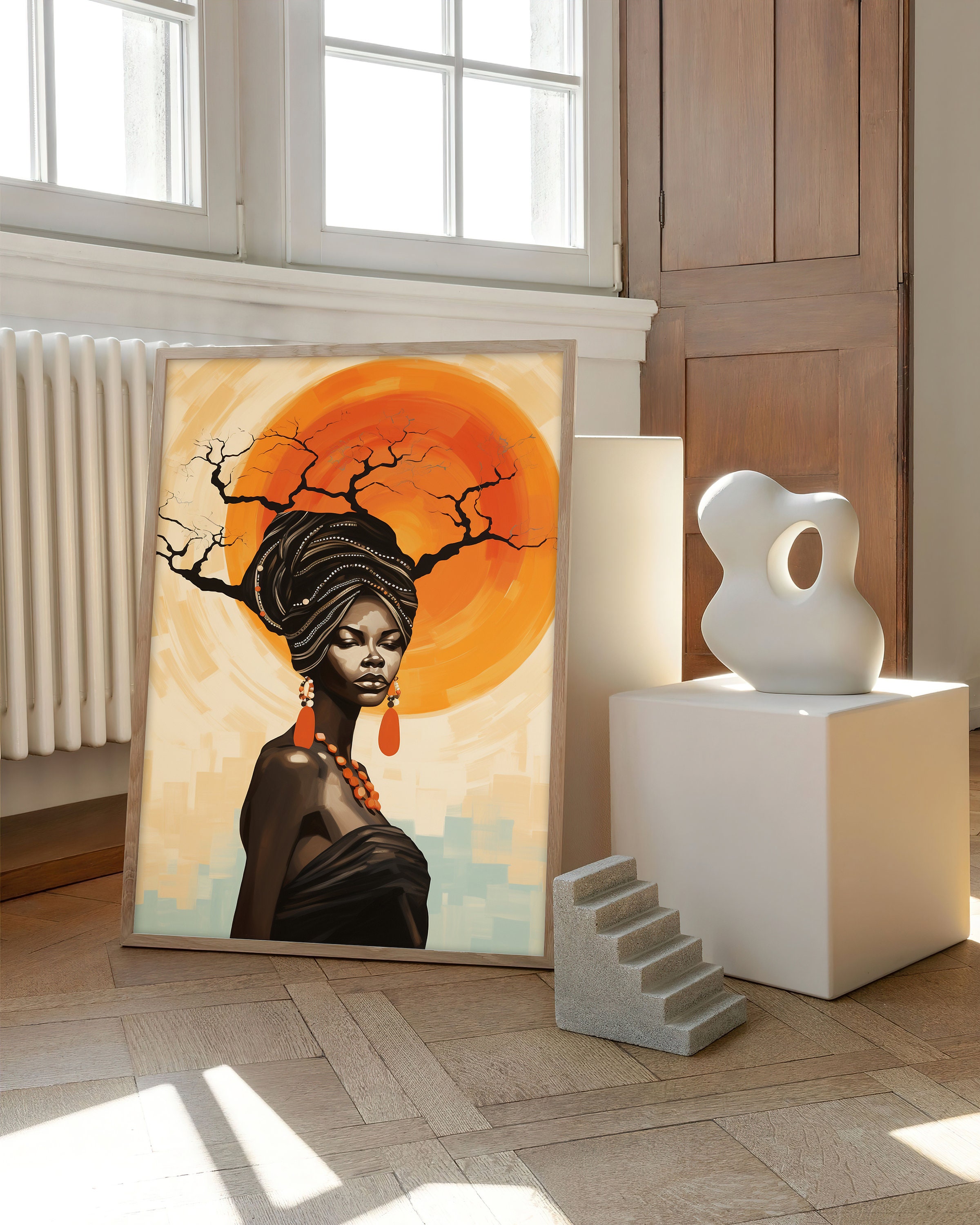 Modern African American Art Set of 3, African Wall Art Set, Black Woman ...