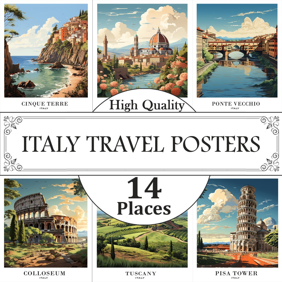 14 Italy Famous Travel Place Posters, Italy Travel Posters, Italy ...