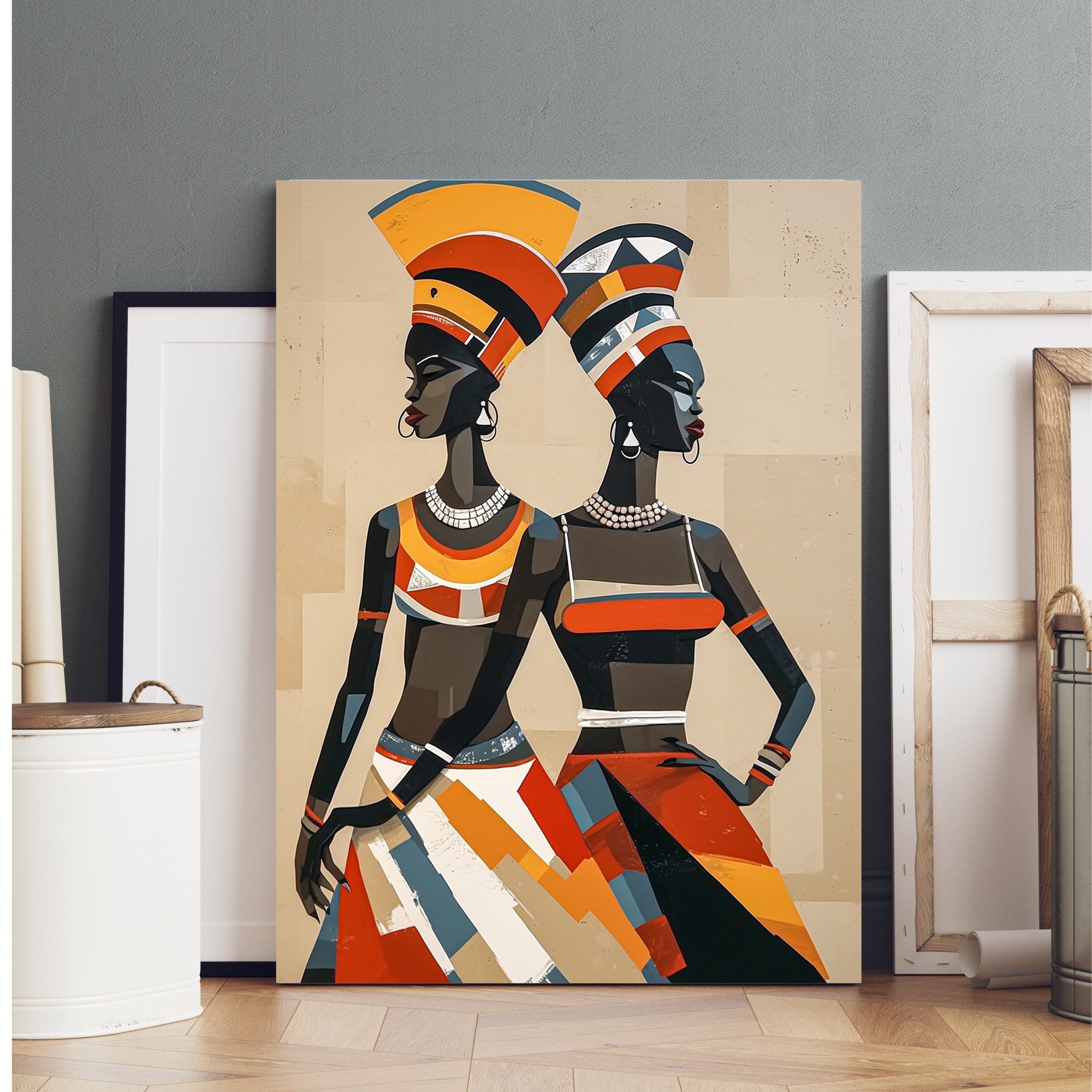 African Wall Art Set, Black Woman Art, Modern African American Art Set ...