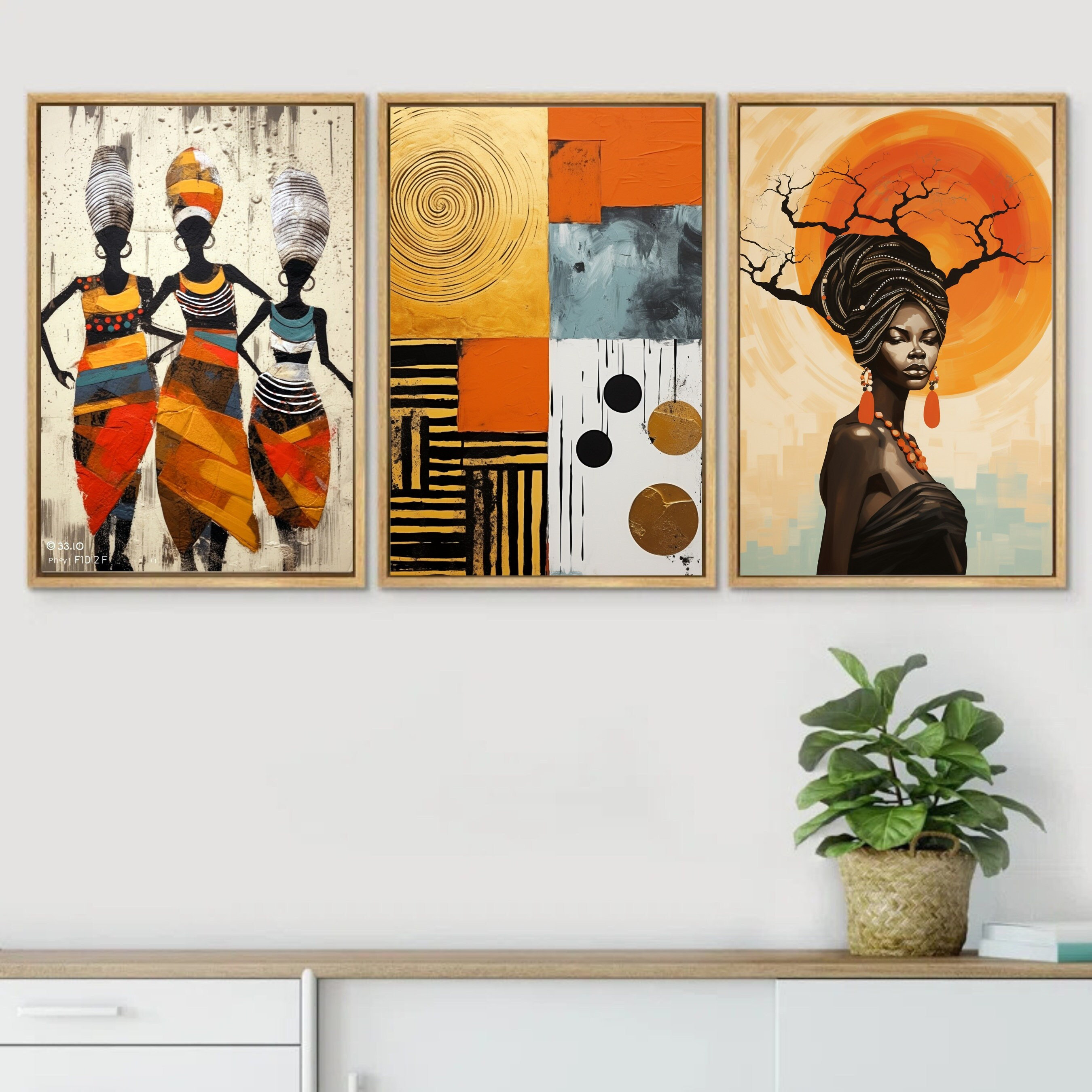 Modern African American Art Set of 3, African Wall Art Set, Black Woman ...