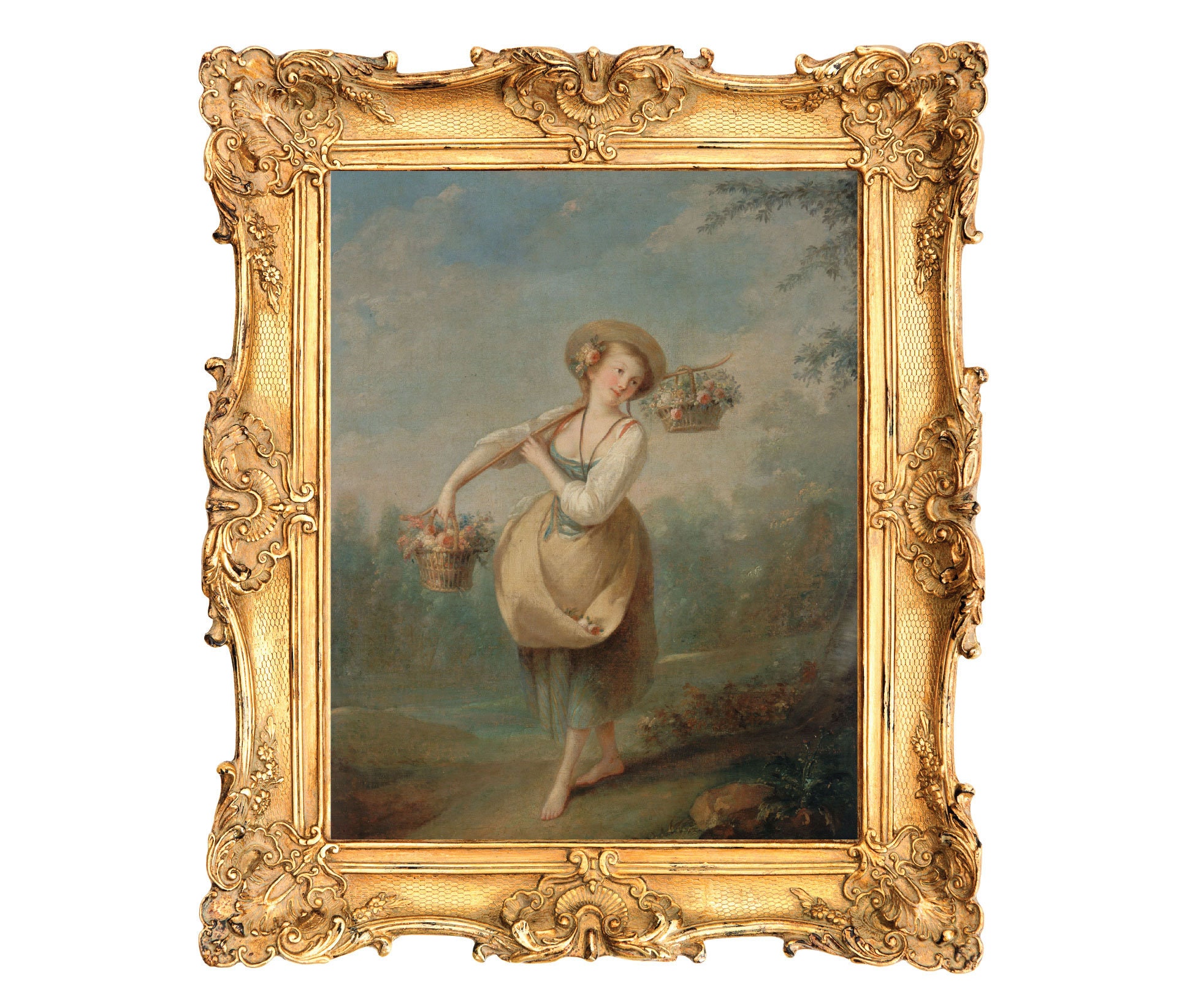 La Bouquetière by Jean-baptiste Huet ART PRINT - Etsy