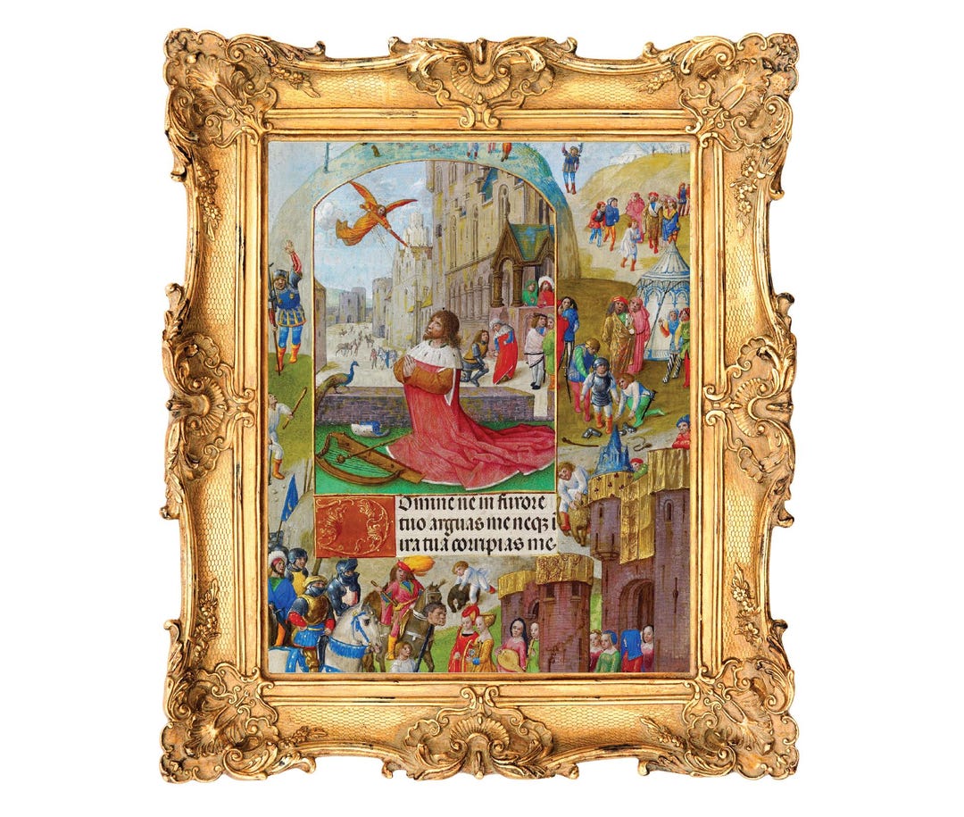 David in Prayer - Medieval Illuminated Manuscript ART PRINT - Etsy