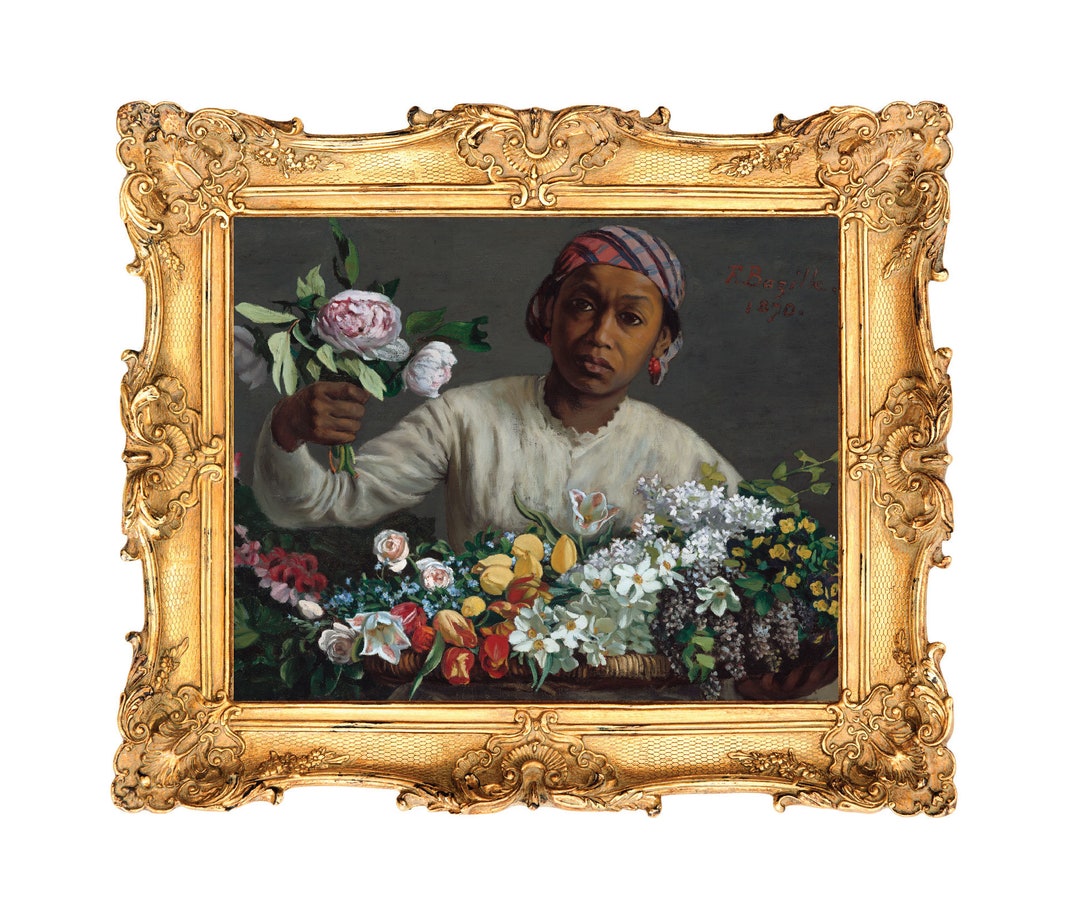 Young Woman With Peonies by Frédéric Bazille - ART PRINT - Frame Not ...