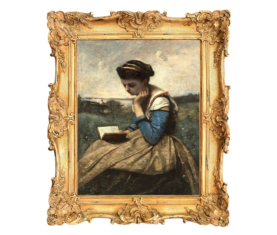 A Woman Reading by Camille Corot - ART PRINT - Frame Not Included - Etsy