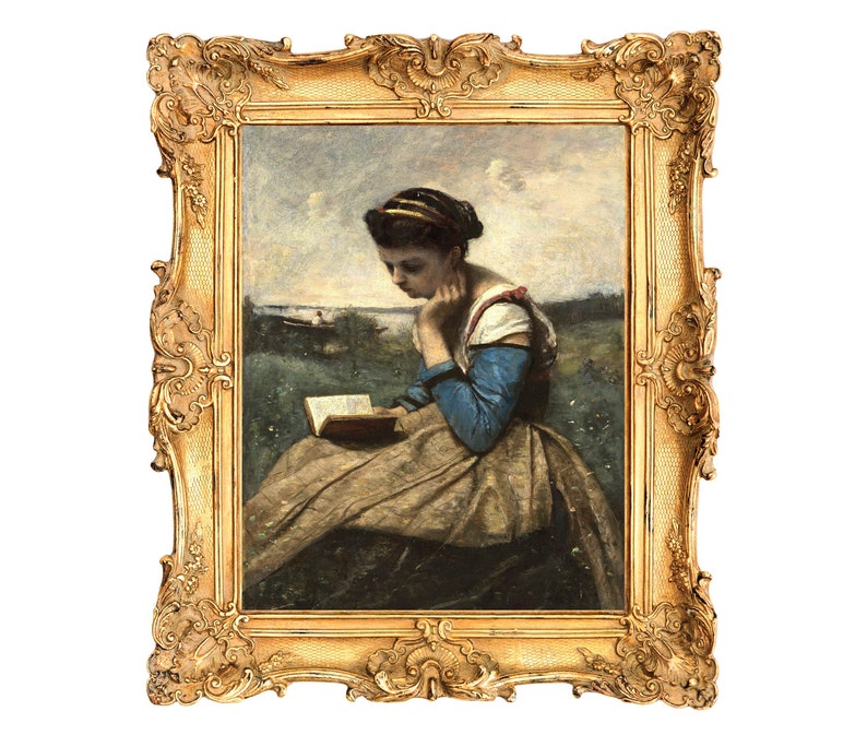 A Woman Reading by Camille Corot ART PRINT - Etsy