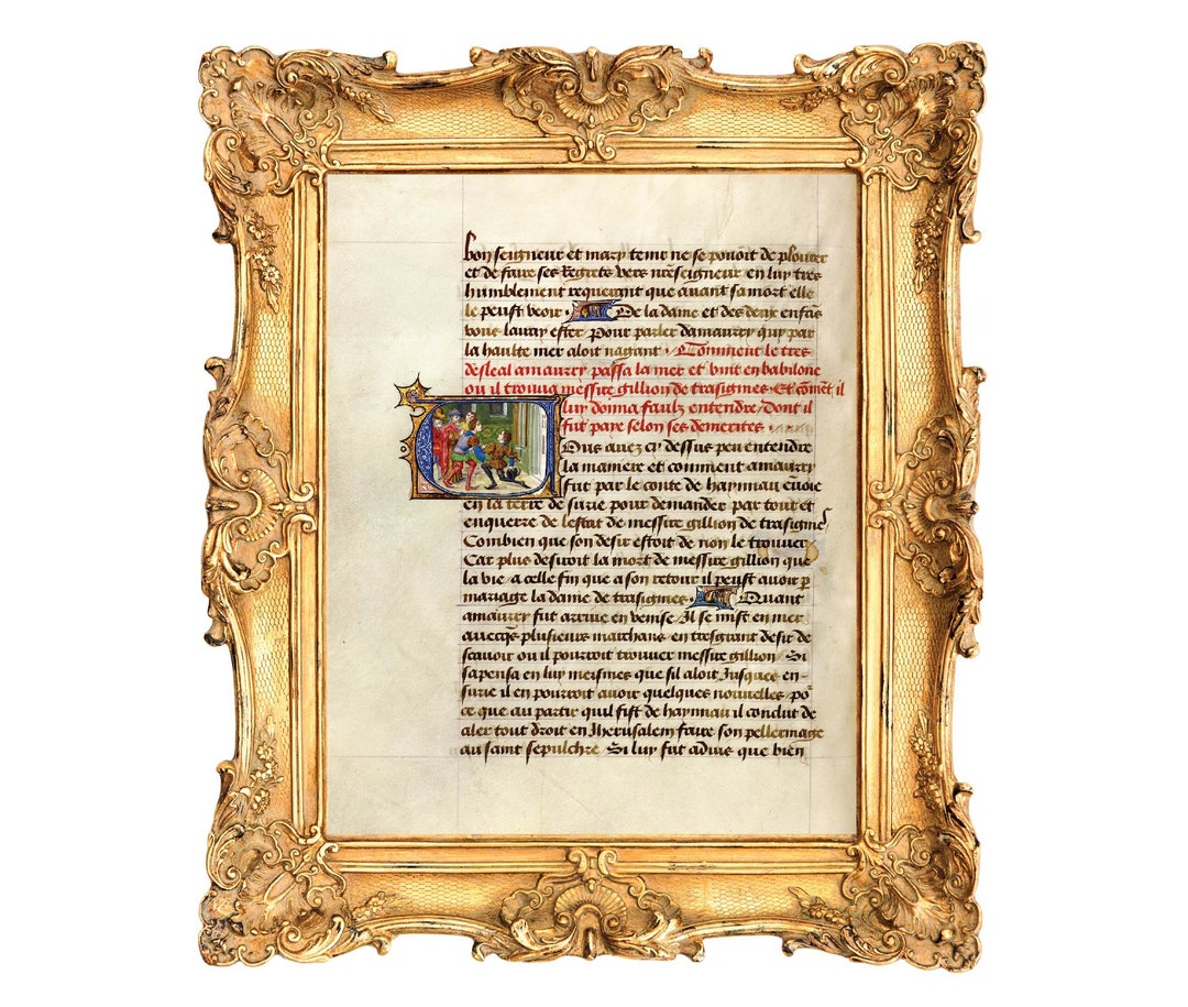The Knight Amaury Kneeling Before Gillion and the Sultan - Illuminated ...