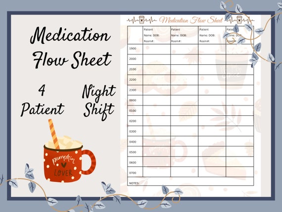 Medication Flow Sheet Night Shift 4 Patient Pumpkin - Etsy