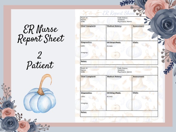 ER Nurse Report Sheet Pastel Blue Pumpkin Nurse Report - Etsy
