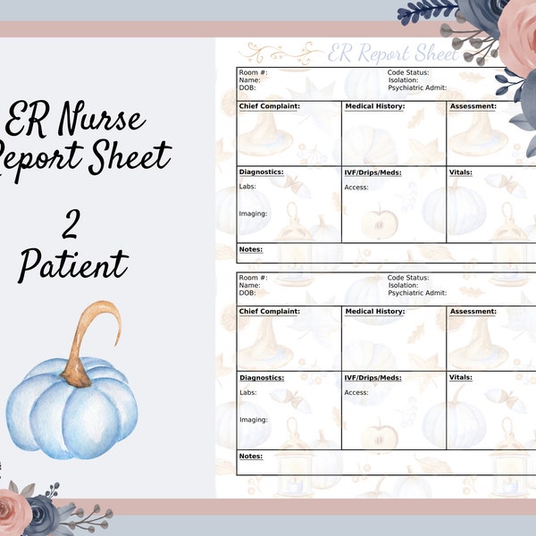 Emergency Room Nurse Report Sheet - Etsy