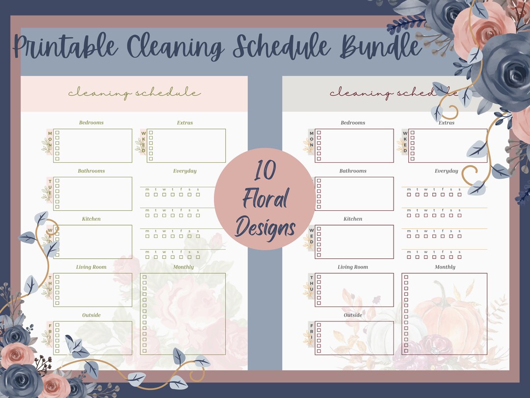 Printable Cleaning Schedule Bundle | Cleaning Log | Custom Design ...