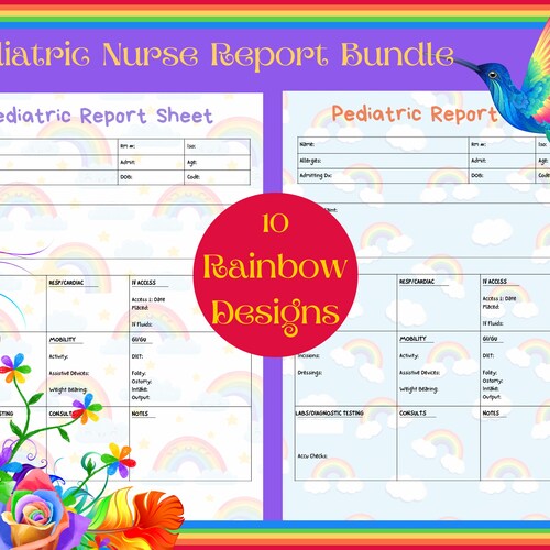 Pediatric Report Sheet Rainbow Bundle Nurse Report Nurse - Etsy