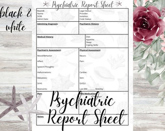 Psychiatric Nurse Report Sheet - Etsy