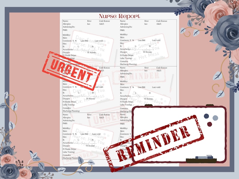6 Patient Nurse Report Sheet Bundle Funny Nurse Report Nurse Brain ...
