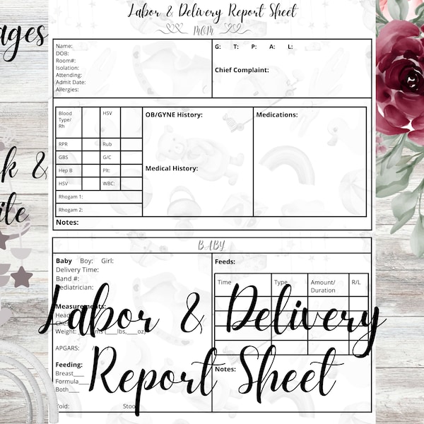 Labor Nurse Report Sheet Printable - Etsy