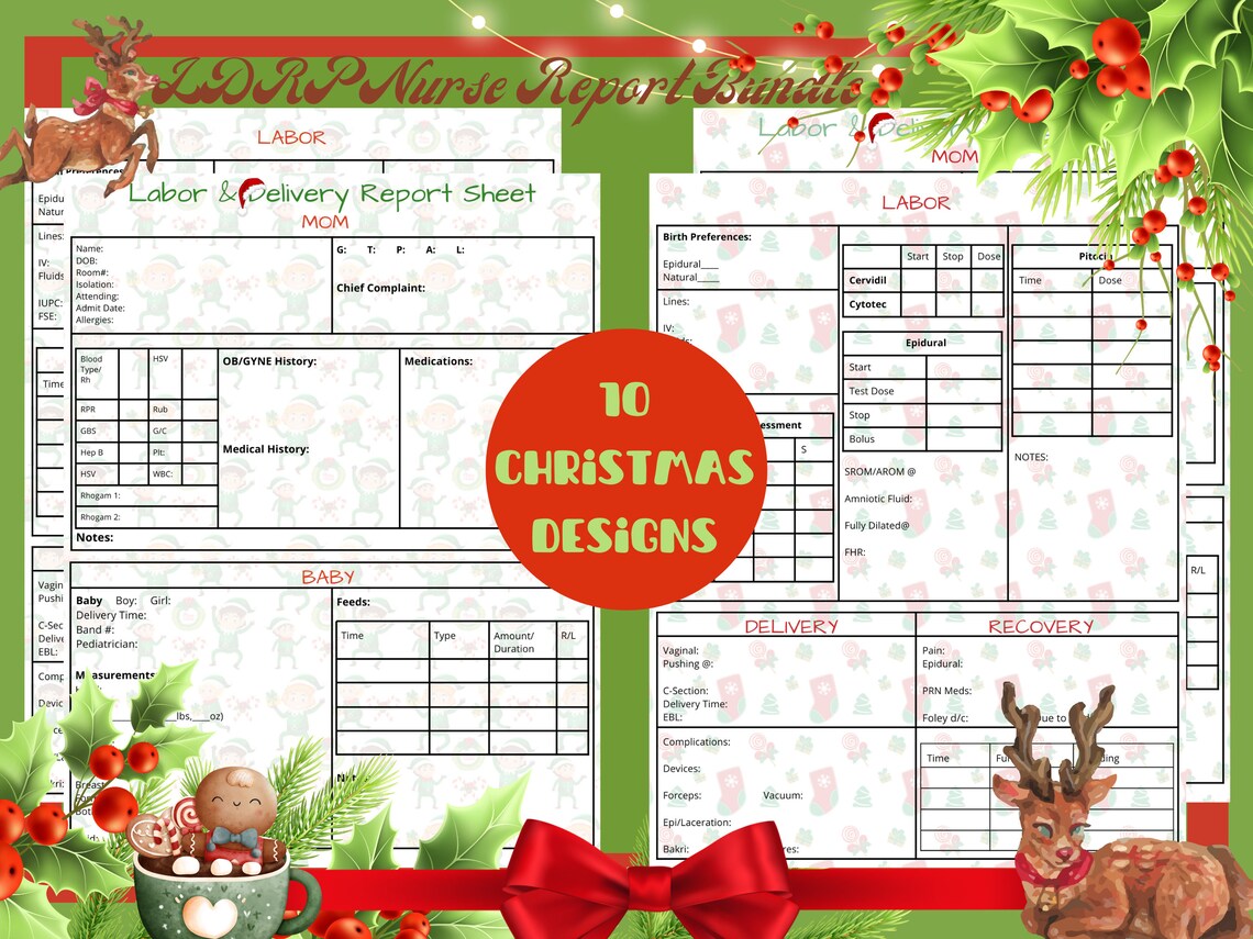 Labor and Delivery Nurse Report Sheet Bundle 10 Designs - Etsy