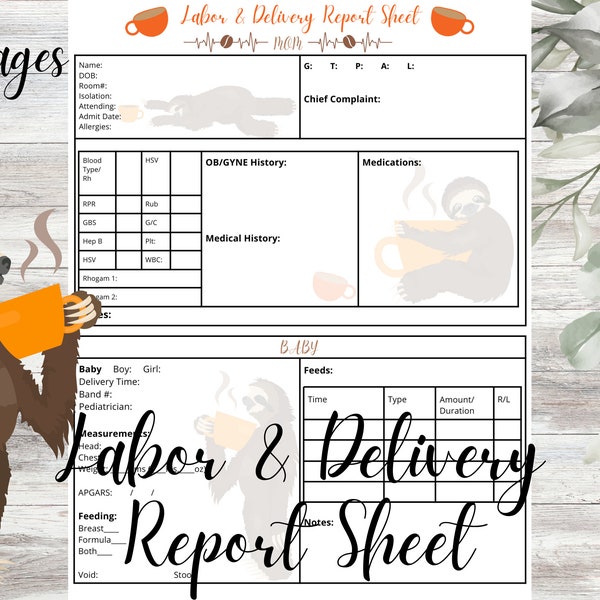 Labor and Delivery Nurse Report Sheet - Etsy
