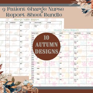 9 Patient Charge Nurse Report Sheet Bundle | Autumn Nurse Report ...