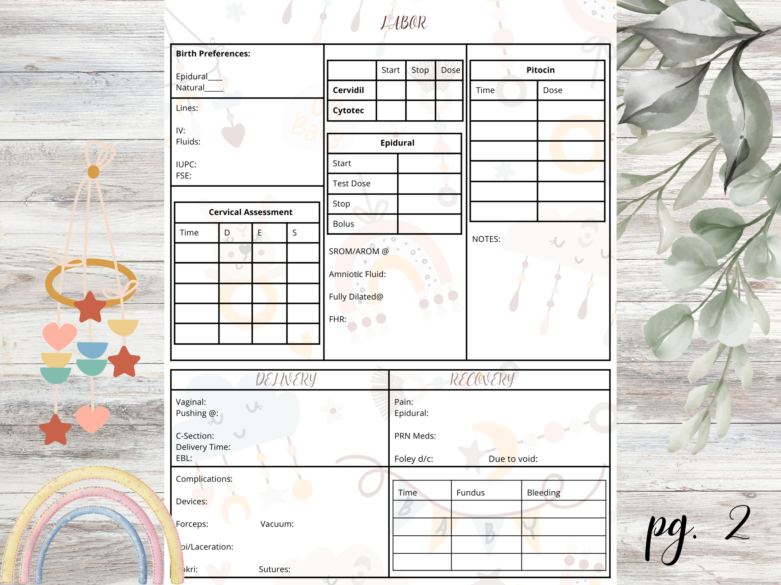 Labor and Delivery Report Sheet Colorful Cute Baby Nurse Report Nurse ...