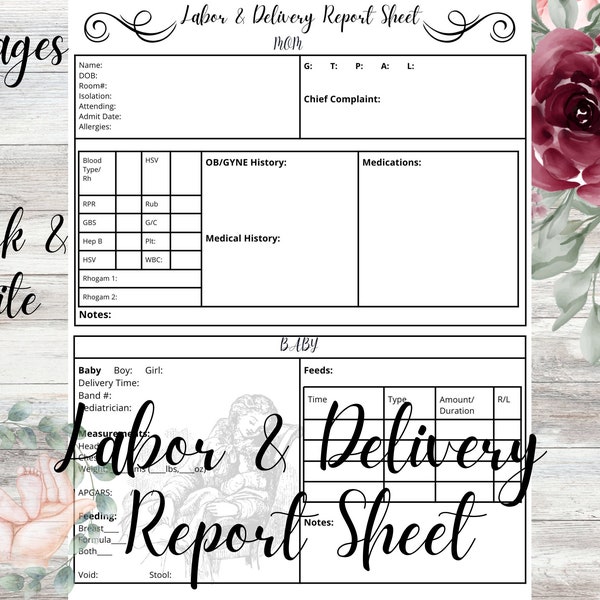 Labor and Delivery Nurse Report Sheet - Etsy