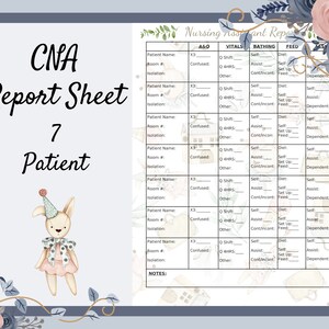 CNA Report Sheet | Bunny Nursing Assistant Report | CNA Brain ...