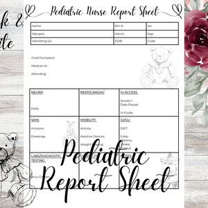 Pediatric Report Sheet teddy Bear Nurse Report nurse Brain - Etsy