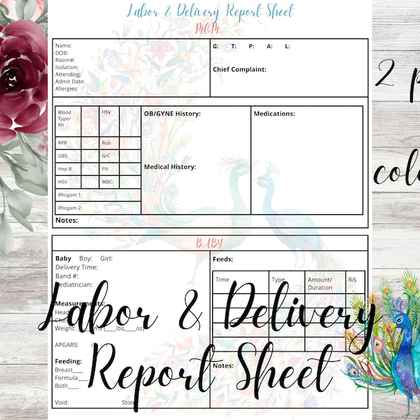 Labor Nurse Report Sheet Printable - Etsy