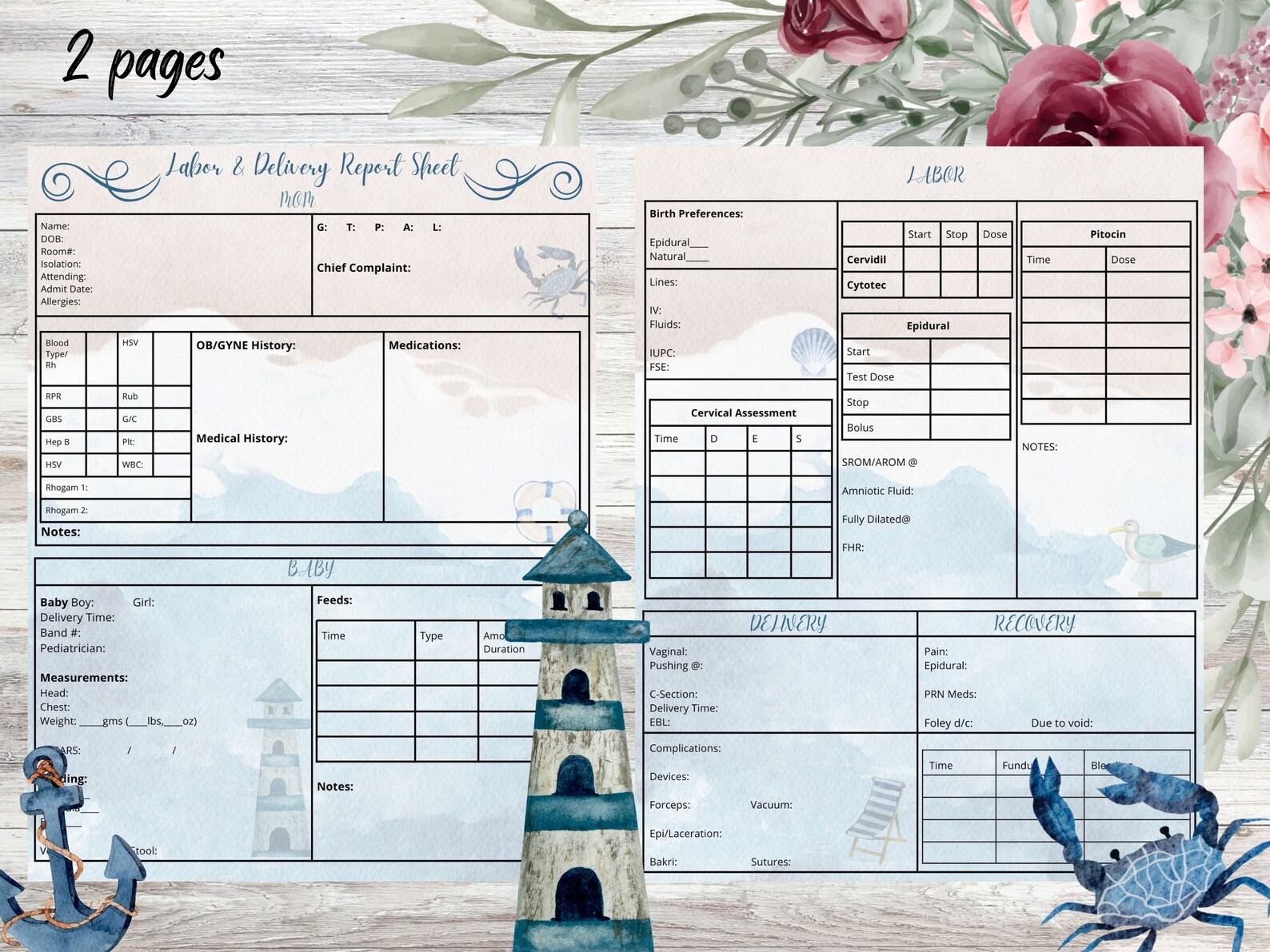 Labor and Delivery Report Sheet | Colorful Nurse Report | Nurse Brain ...