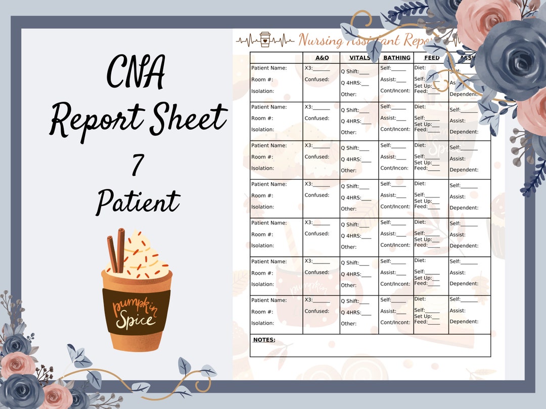 CNA Report Sheet | Pumpkin Spice Latte Nursing Assistant Report | CNA ...