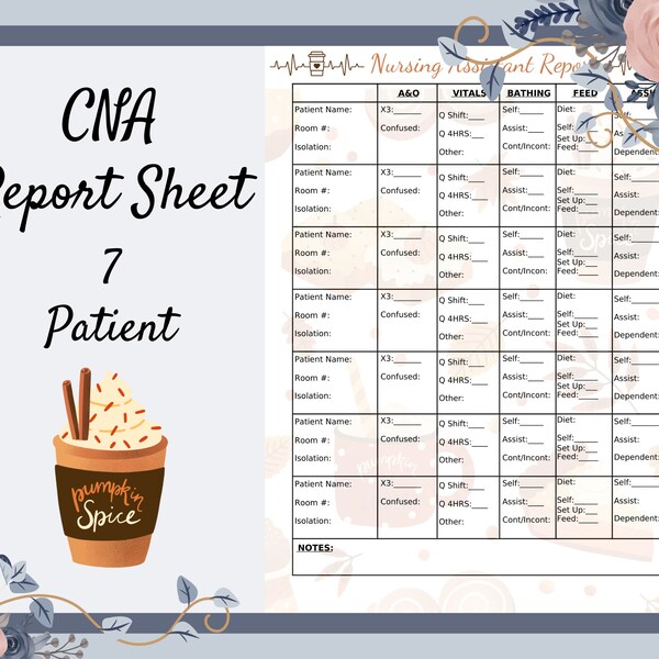 Cna Report Sheet - Etsy