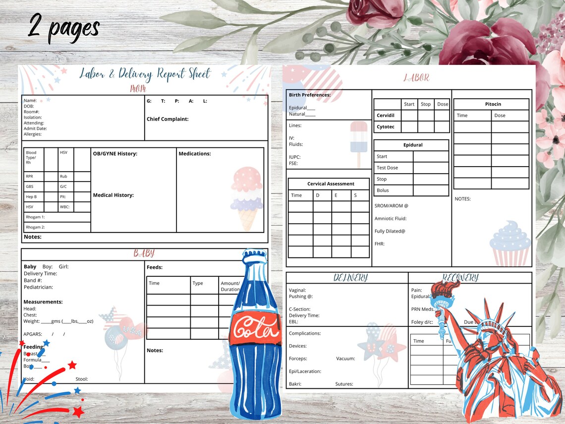 Labor and Delivery Report Sheet Colorful Nurse Report Nurse Brain LDRP ...