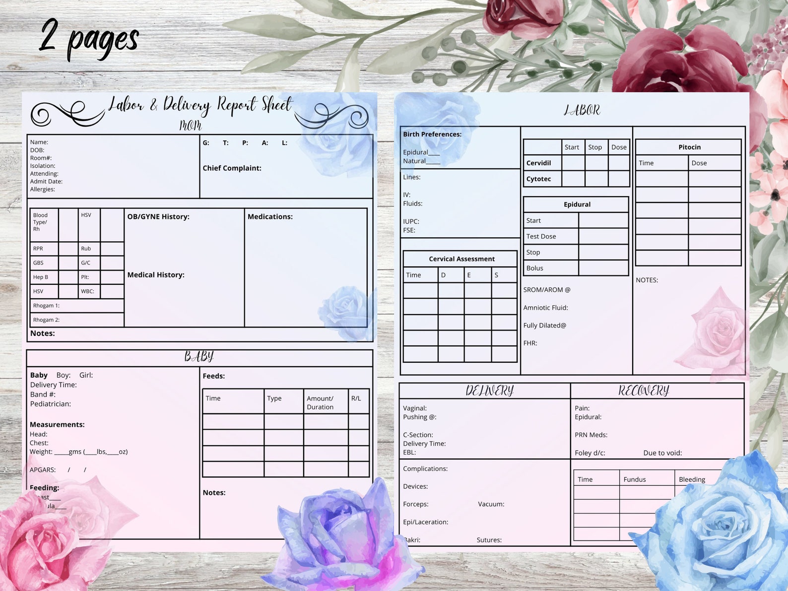 Labor and Delivery Report Sheet Colorful Nurse Report Nurse Brain LDRP ...