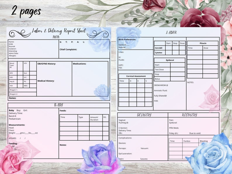 Labor and Delivery Report Sheet Colorful Nurse Report Nurse Brain LDRP ...