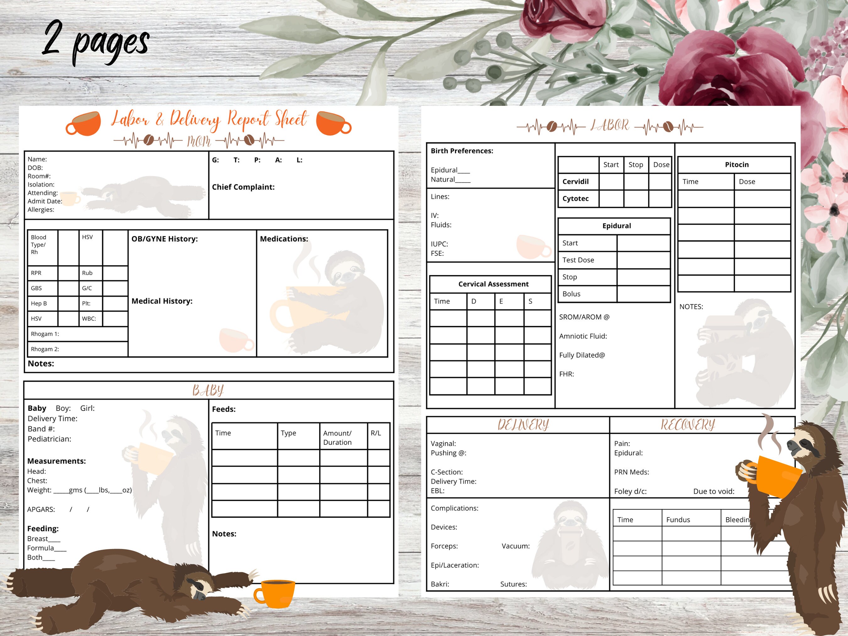 Labor and Delivery Report Sheet Colorful Nurse Report Nurse Brain LDRP ...